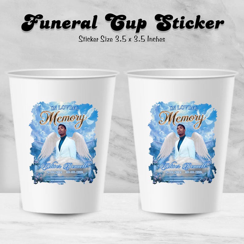 Funeral Cup Sticker Canva Template, Memorial Styrofoam Cup Sticker ...