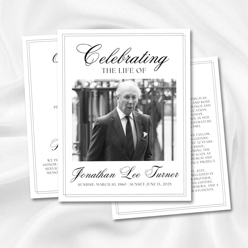 Editable Funeral Program Template, in Loving Memory, Memorial Service ...
