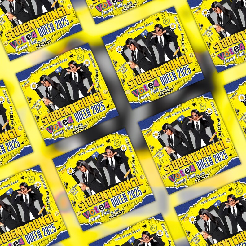 Blue and Yellow Student Council Campaign Flyer for Queen,editable ...