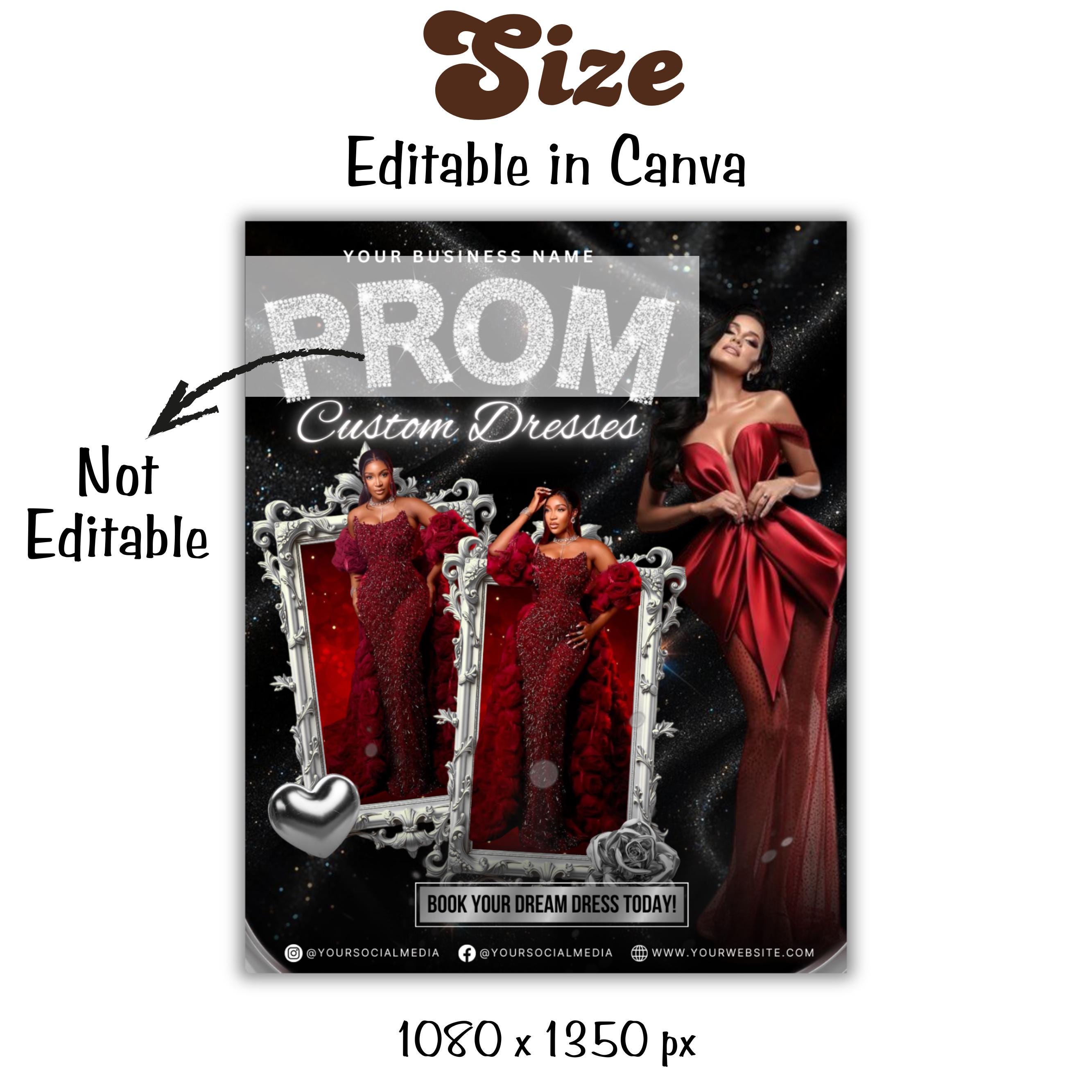 Elegant Prom Dress Flyer Template, Dress Flyer for Prom Send Off ...
