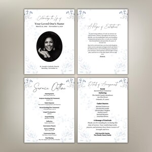 Catholic Funeral Program, Obituary Program Template, Editable Funeral ...