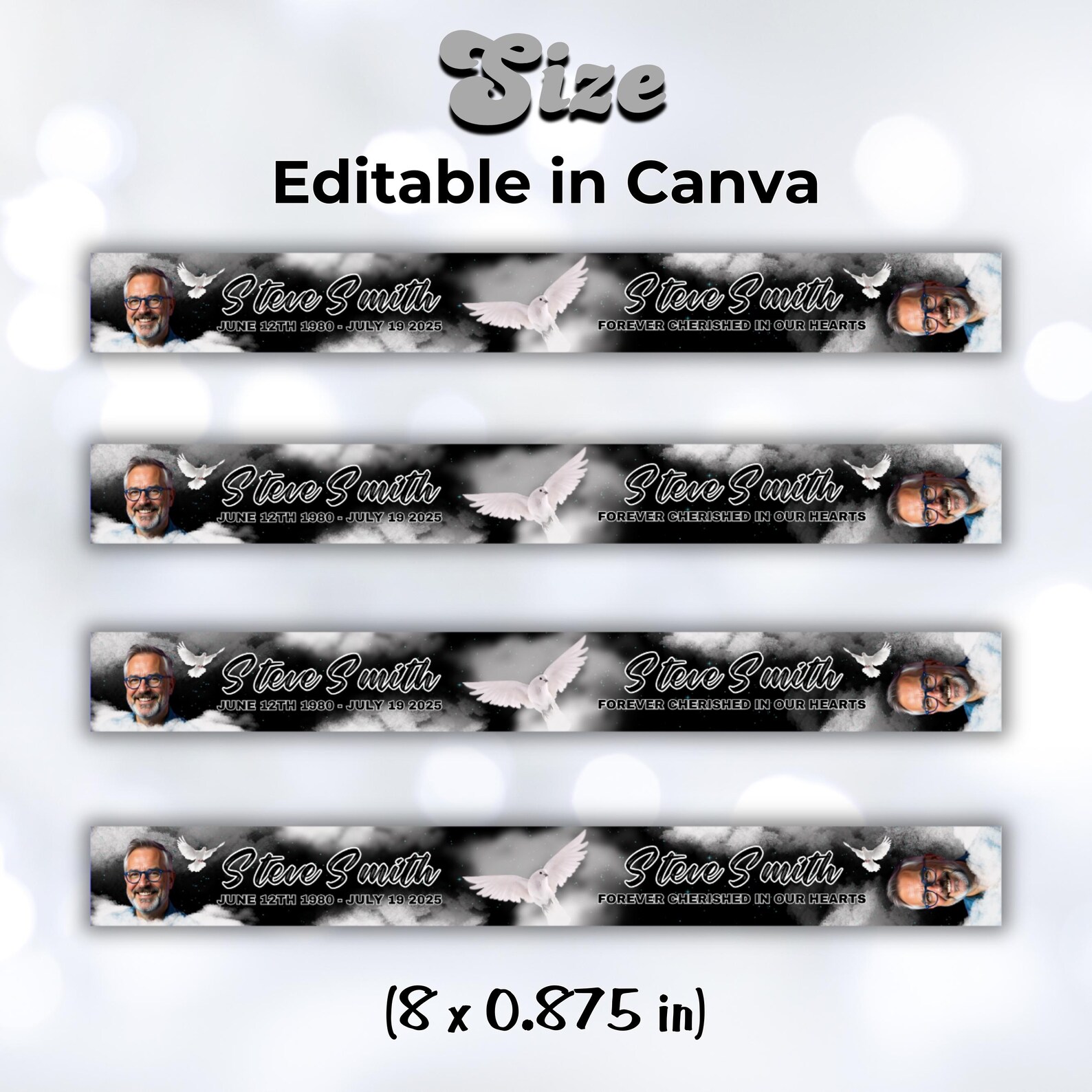 Memorial Ribbon Template, Funeral Memorial Template, Death Announcement ...