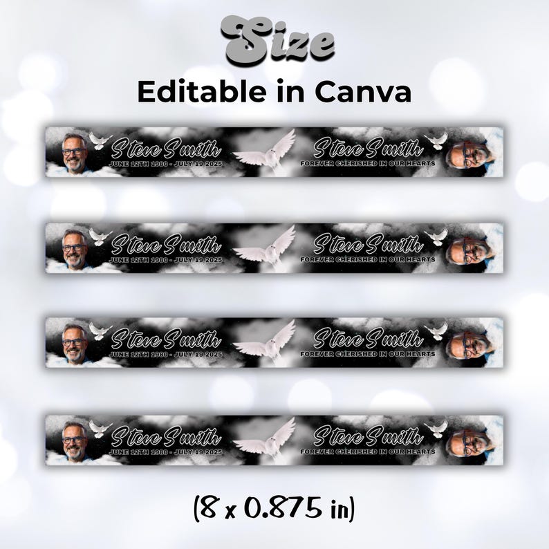 Memorial Ribbon Template, Funeral Memorial Template, Death Announcement ...