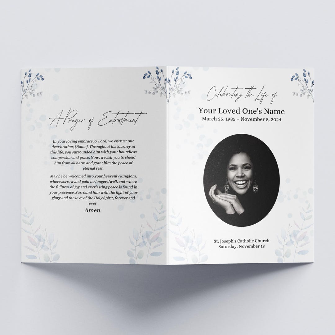 Editable Funeral Program Template, Modern Magazine Style Memorial ...