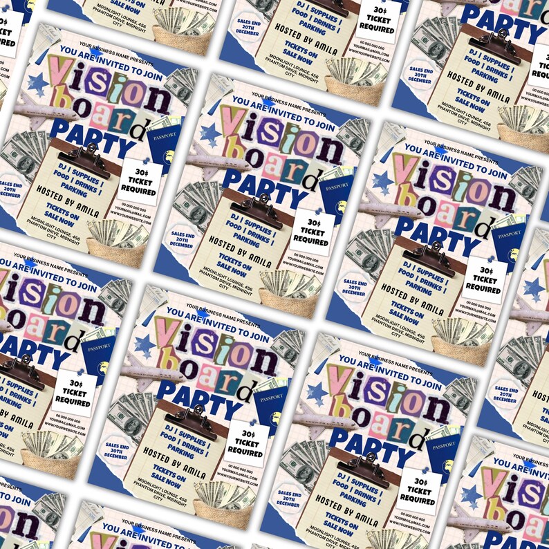 Vision Board Flyer, Vision Board Party Flyer,manifesting Event Flyer ...