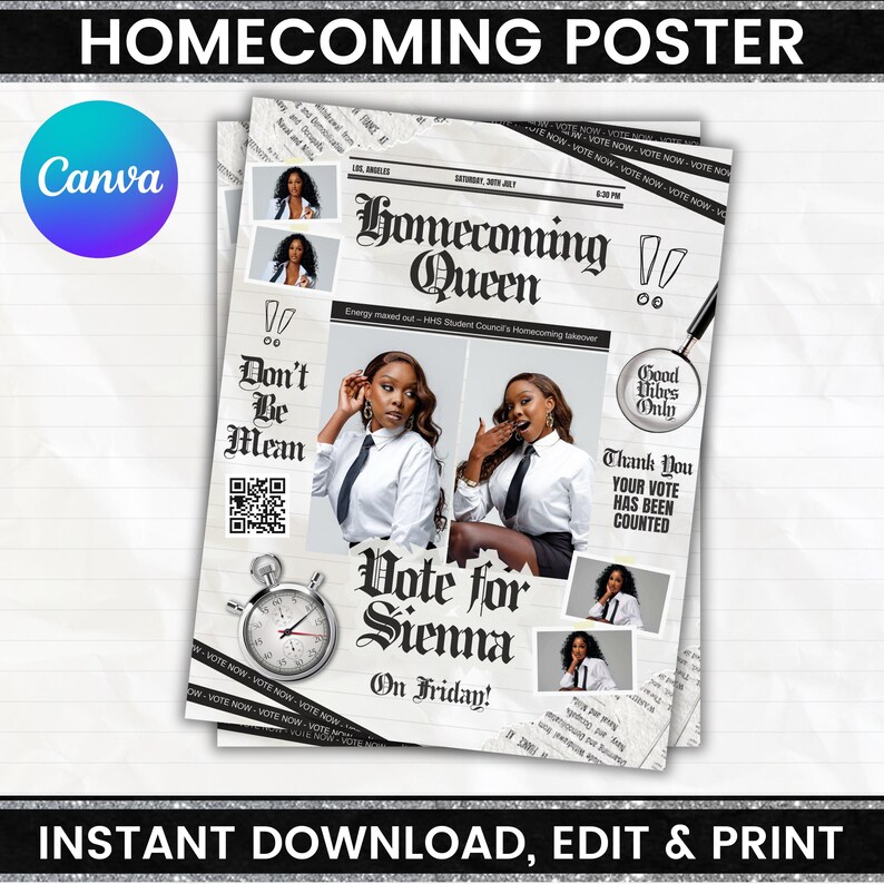 Homecoming Queen Poster, Newspaper Theme Homecoming Poster, Homecoming ...