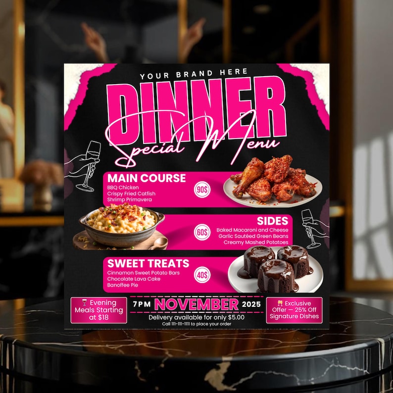 Dinner Sale Flyer, Sunday Deal Special Flyer Restaurant Food Menu ...