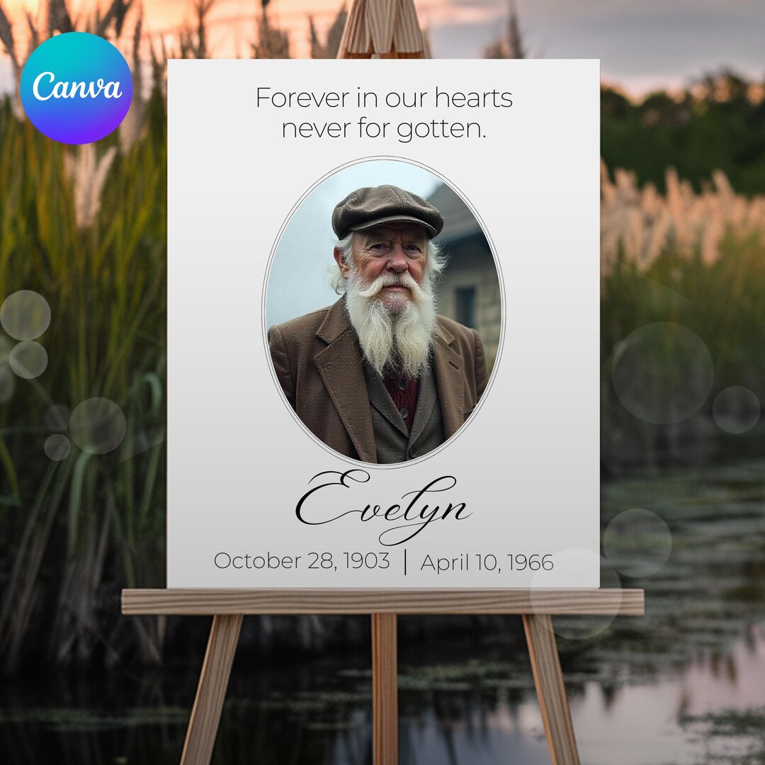 Funeral Memorial Sign, Celebration of Life, in Loving Memory Sign ...