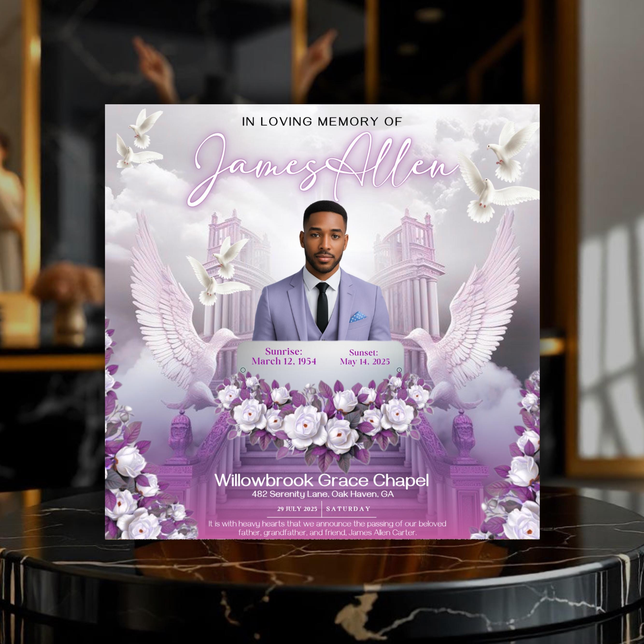 Memorial Funeral Announcement Flyer, Memorial Flyer, Memorial Funeral ...