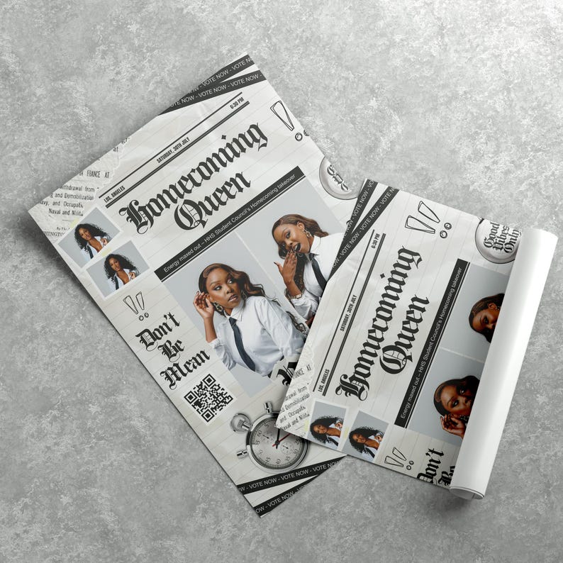 Homecoming Queen Poster, Newspaper Theme Homecoming Poster, Homecoming ...