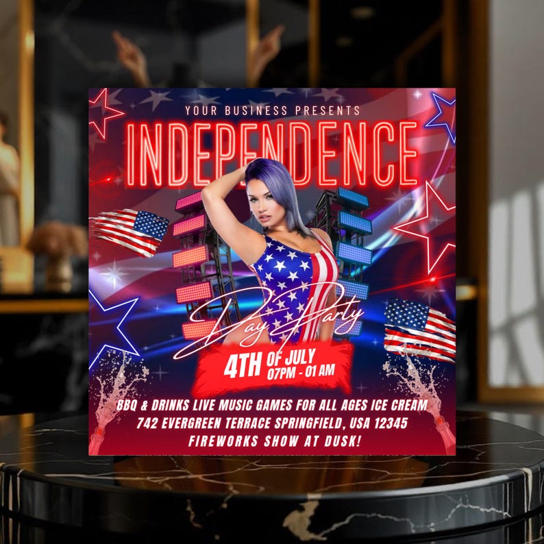 4th of July Flyer, 4th of July Party Flyer, Independence Day Flyer, DIY ...