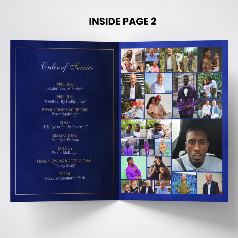 Funeral Program Template, 8 Pages Elegant Memorial Service Program ...