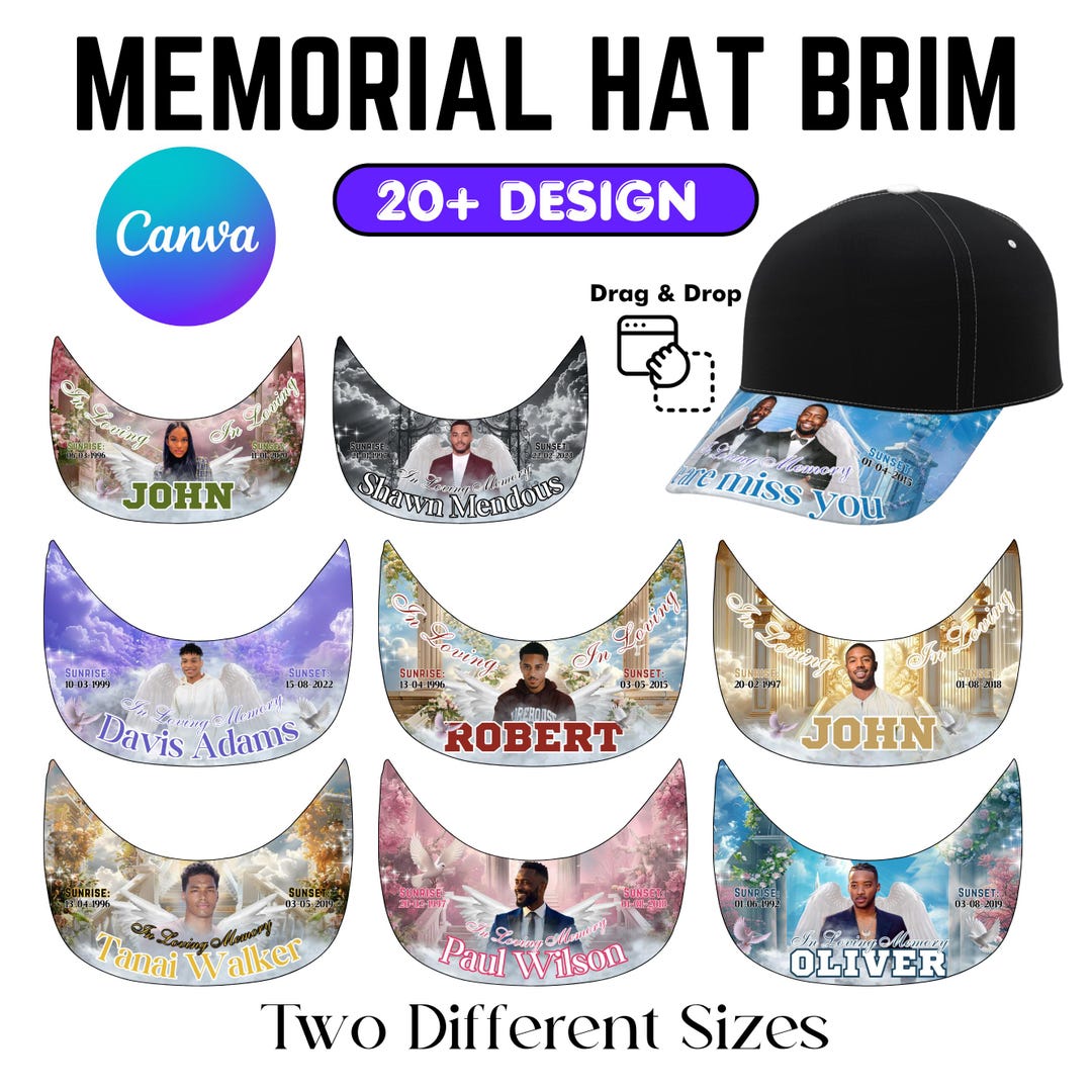 Customizable Funeral Hat Brim Design With Photos | DIY Remembrance Cap ...