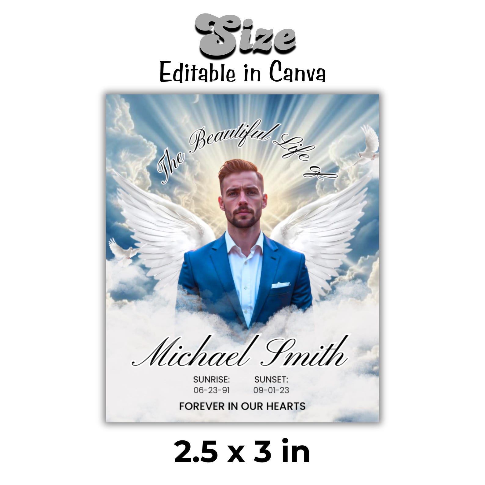 Memorial Button Template, Digital Funeral Button Design Template, Diy ...