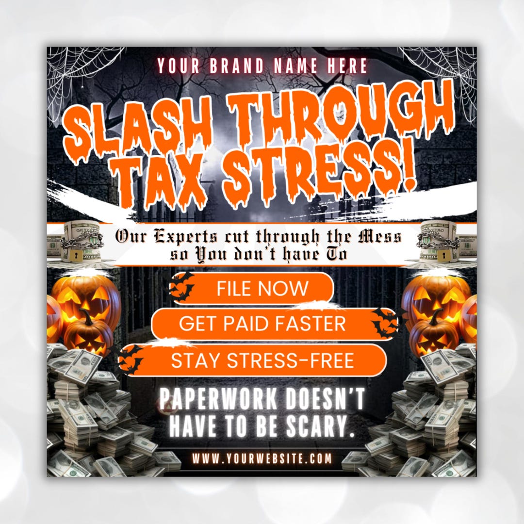 Halloween Tax Professional Flyer Template, Tax Prep Marketing, October ...