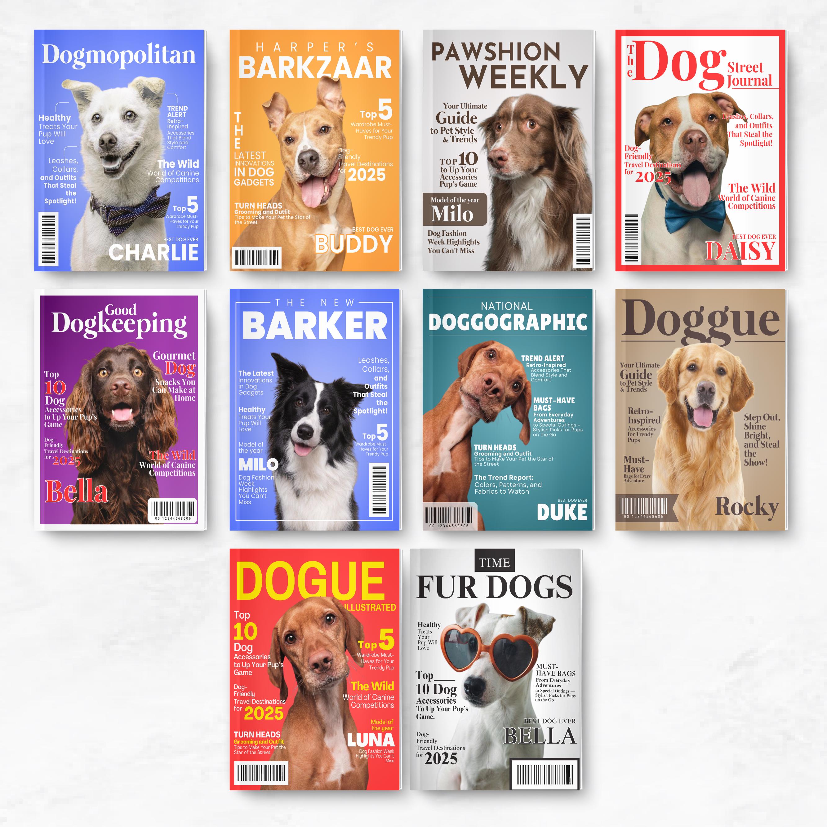 Pet Magazine Cover, Dog Magazine Cover, Personalized Pet Magazine Cover ...