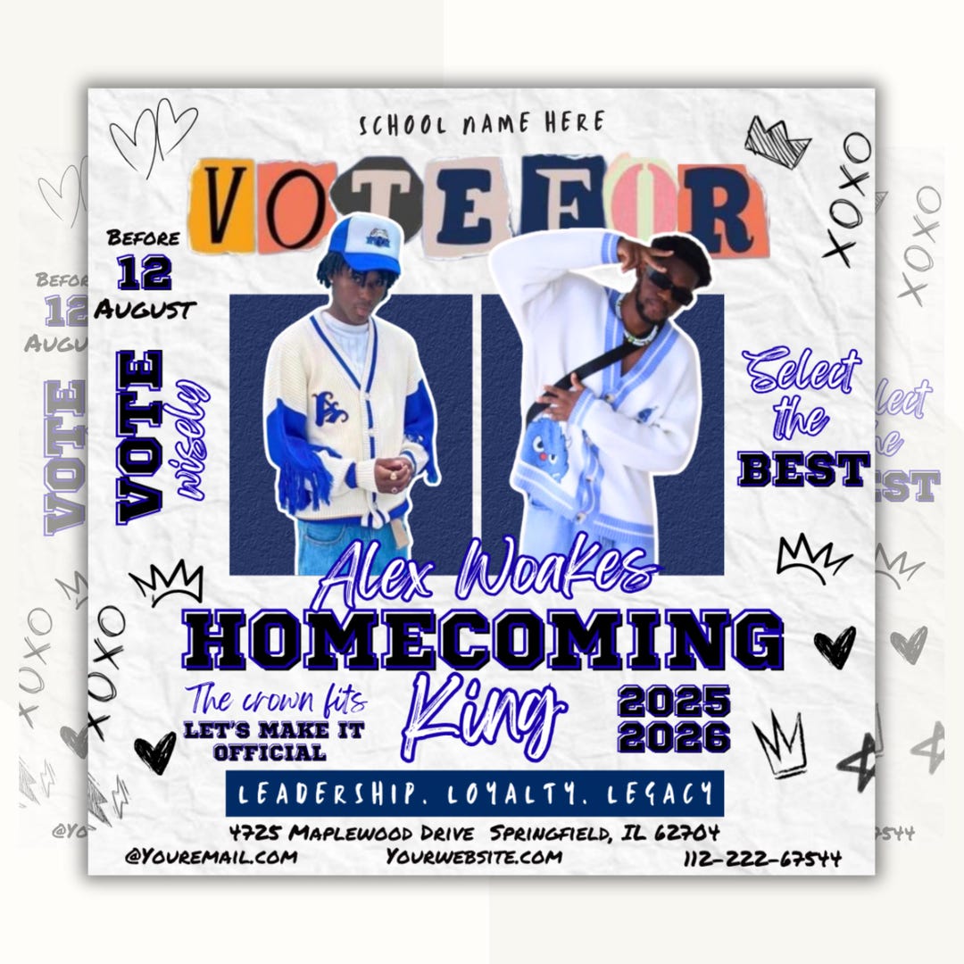 Homecoming King Flyer,diy Flyer Template Design,vote Campaign Flyer ...