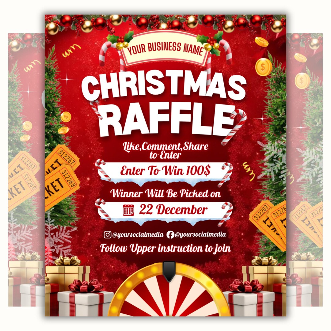 Christmas Raffle Flyer, Christmas Flyer, DIY Flyer Design Template ...