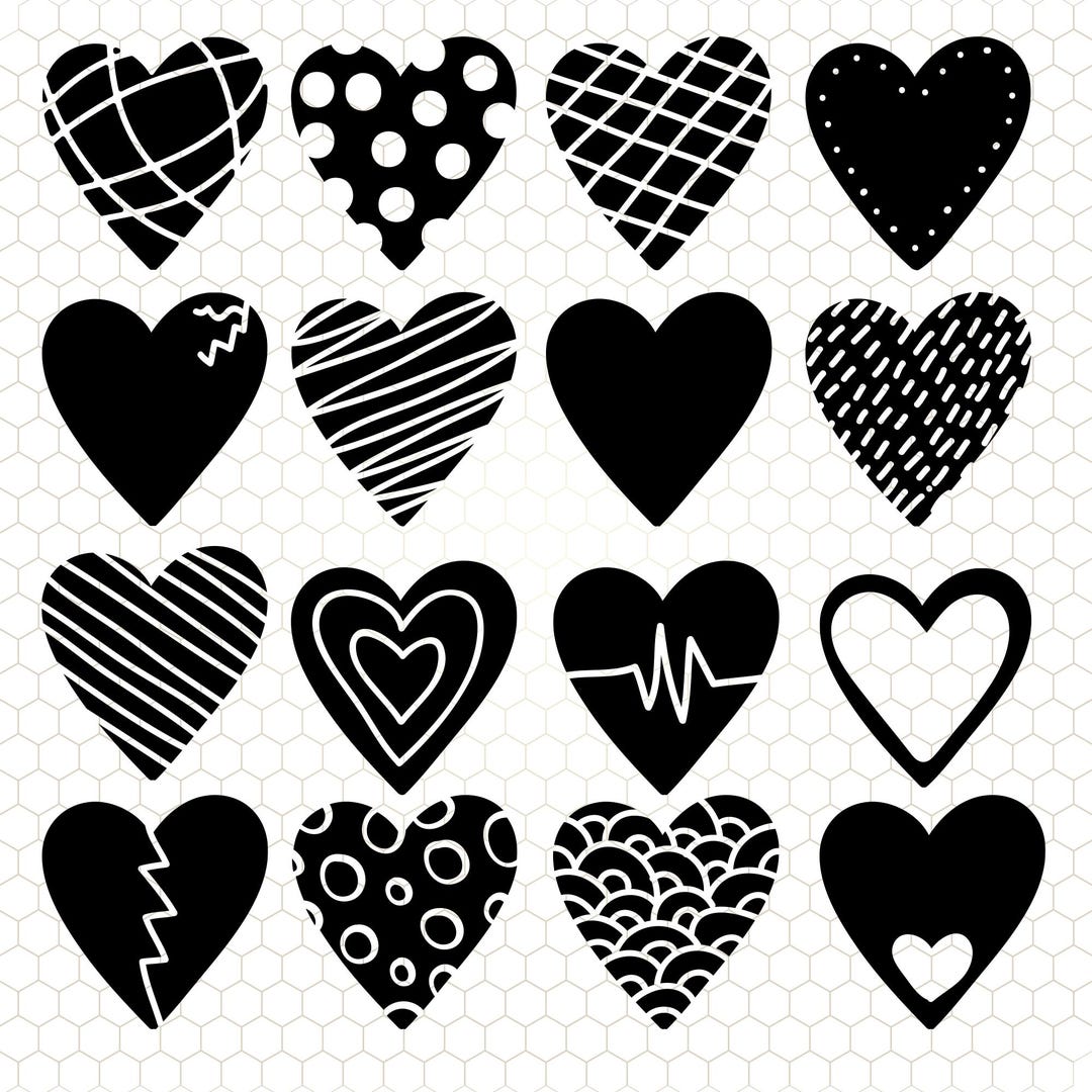 Hearts Svg Bundle, Heart Outline Svg, Heart Cut Files, Heart Clipart ...
