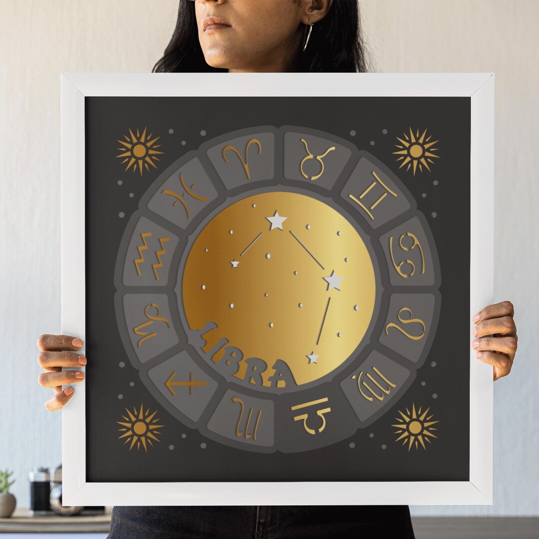 Zodiac Libra 3D Shadow Box SVG Files for Cricut Projects, Stars ...