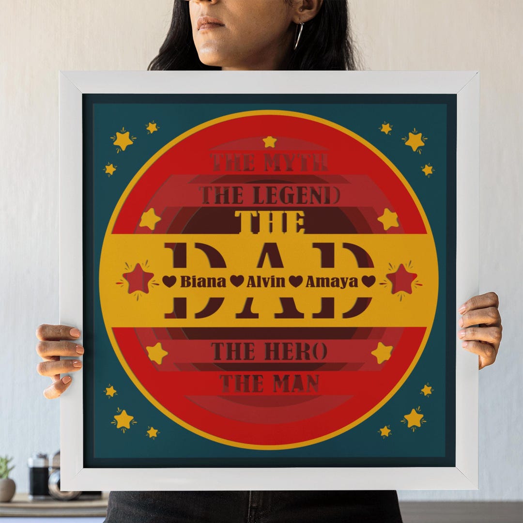 3D Dad Shadow Box With Custom Names, Father's Day Shadow Box Svg ...