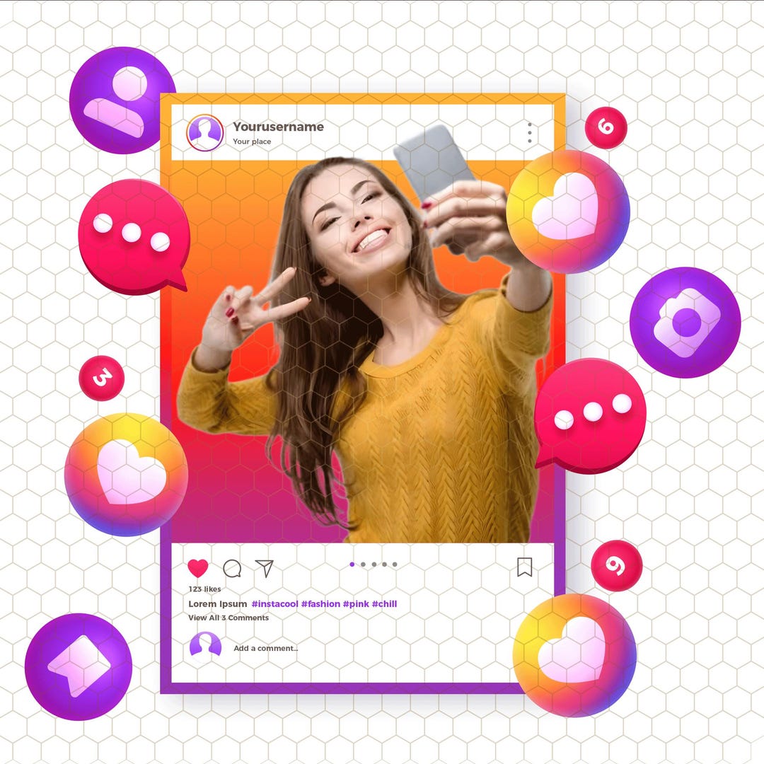 Instagram Template Selfie Frame Svg, Youtuber Svg, Influencer Svg Png ...