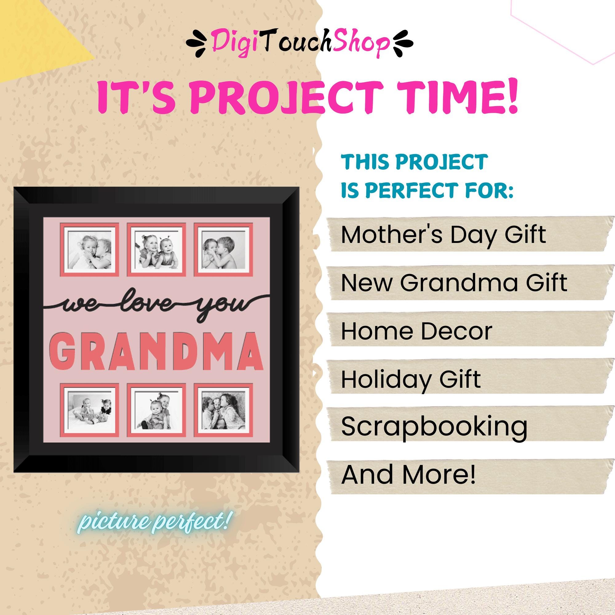 3D Grandma Shadow Box Svg With Photos, Multi Photo Frame Mothers Day ...