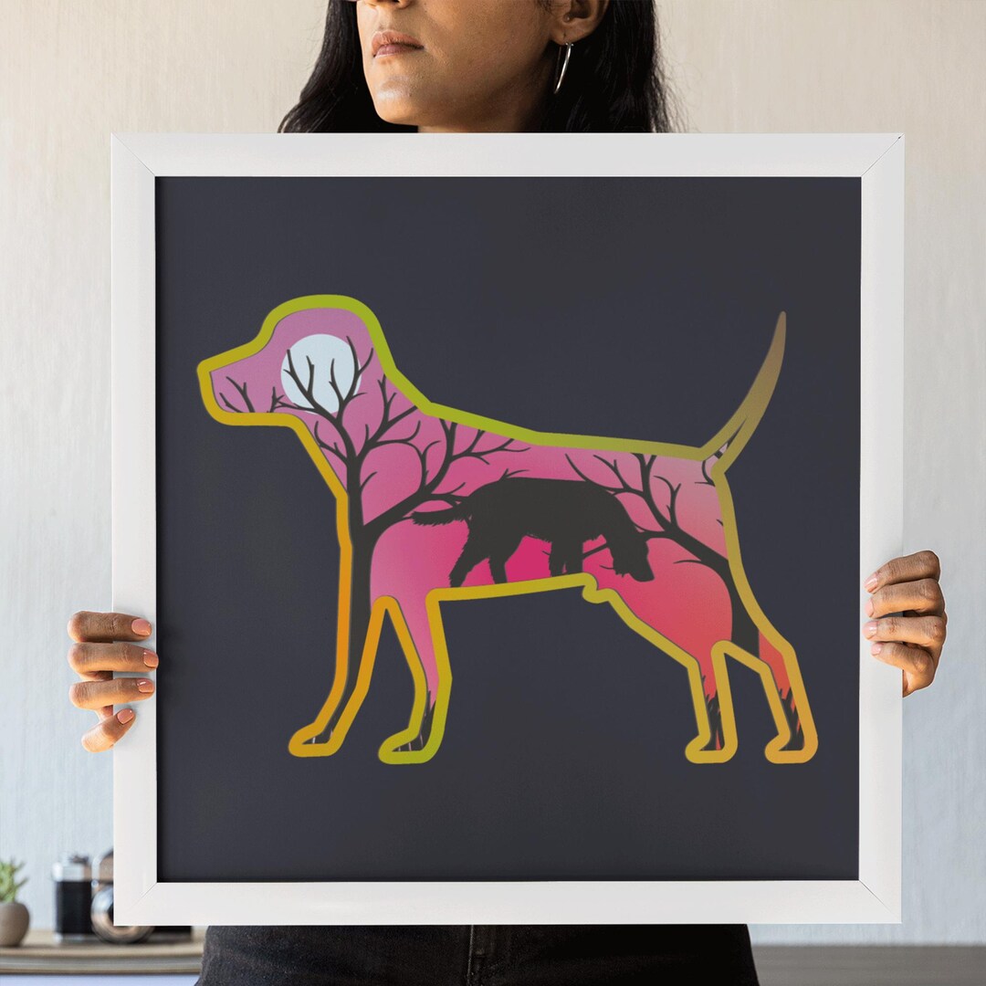 3D Custom Dog Shadow Box, 3D Papercut Template, Layered Paper Art ...