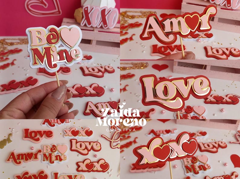 Cake toppers San Valentín/colección toppers genéricos día del amor y la ...