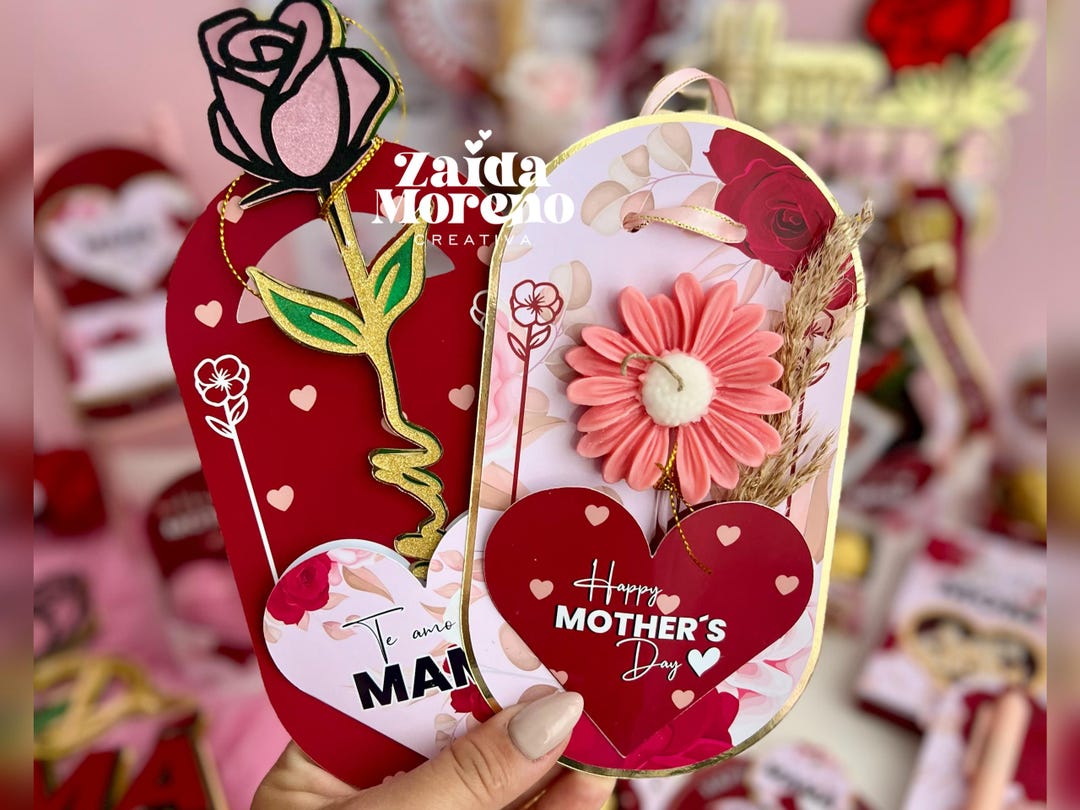 Heart-shaped Card With Flower Holder for Mother's Day / Happy Mother's ...