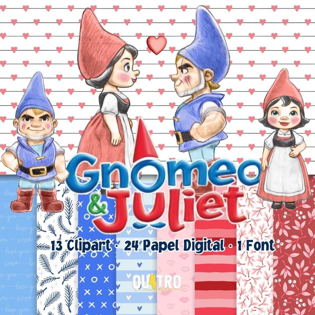 Gnomeo & Juliet Digital Kit – Cliparts, Digital Papers and Fonts - Etsy