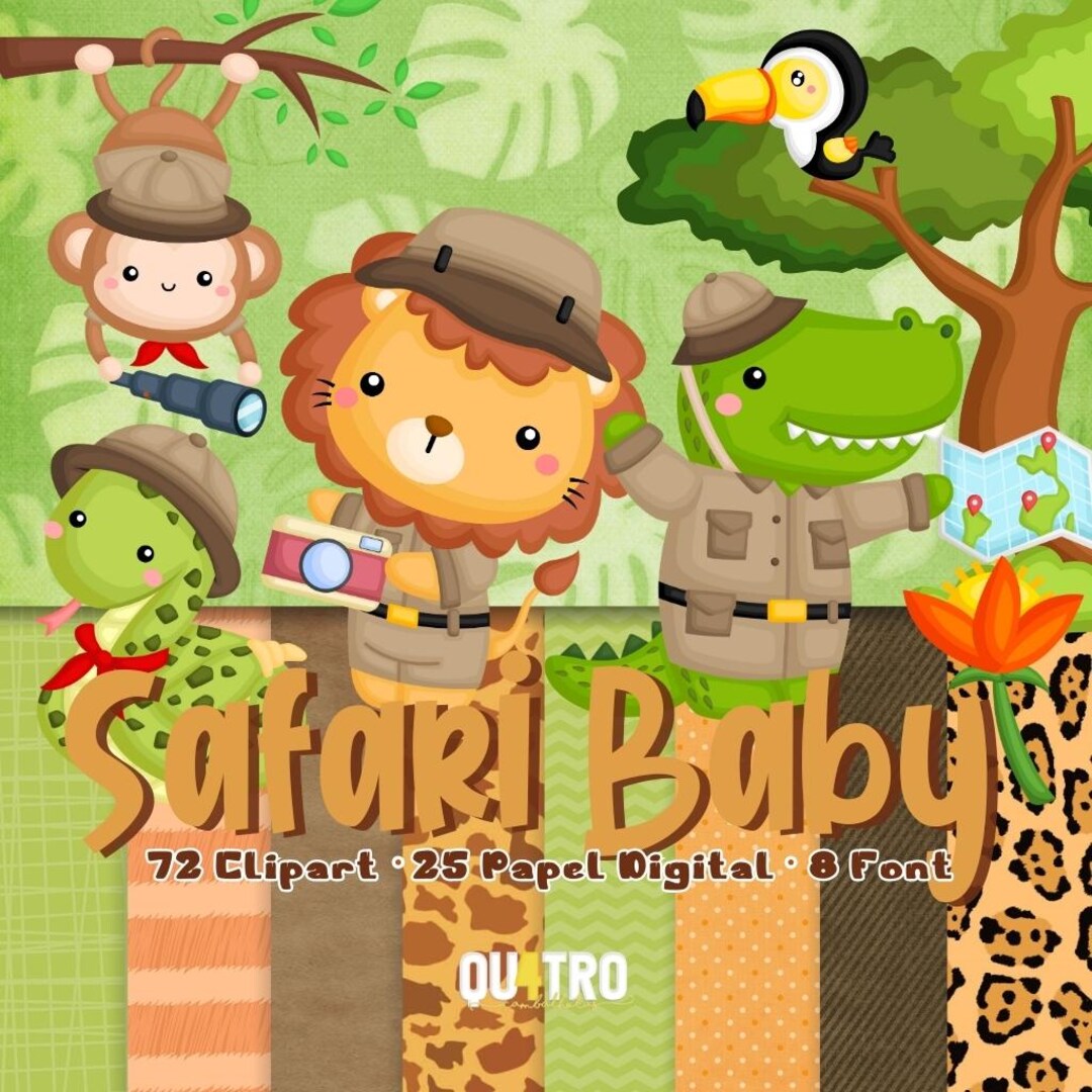 Safari Baby Digital Kit – Cliparts, Digital Papers and Fonts - Etsy