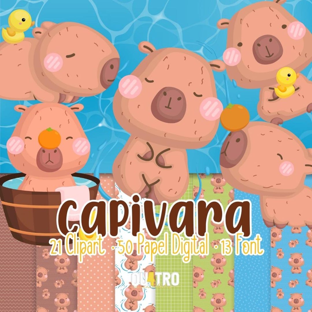 Capybara Digital Kit – Cliparts, Digital Papers and Fonts - Etsy