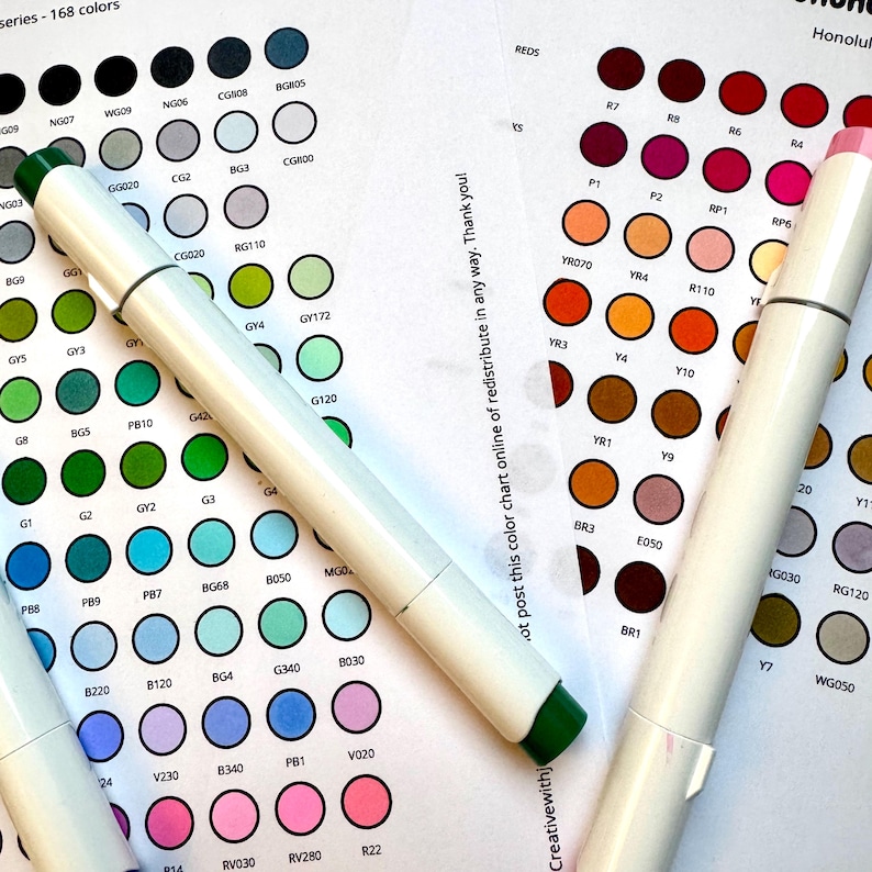 Ohuhu Honolulu Color Swatch Chart 168 Colors - Etsy