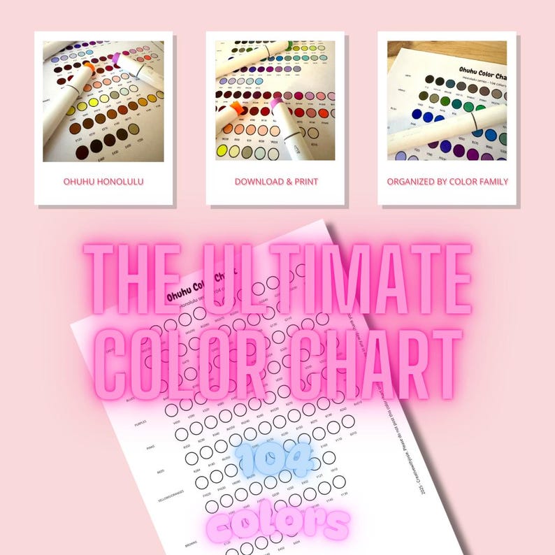Ohuhu Honolulu Color Swatch Chart 104 Colors - Etsy
