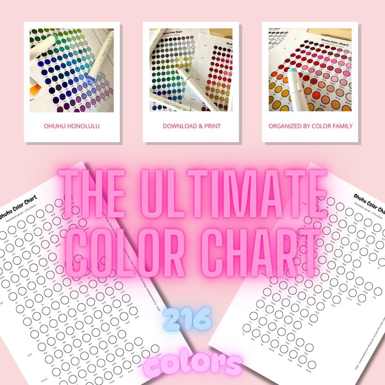Ohuhu Honolulu Color Swatch Chart 216 Colors - Etsy