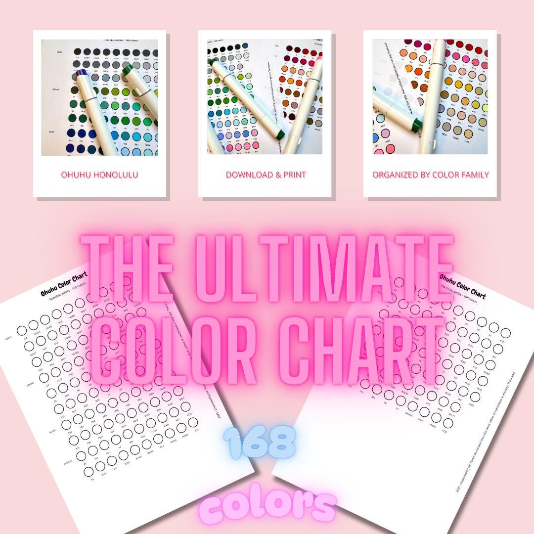 Ohuhu Honolulu Color Swatch Chart 168 Colors - Etsy