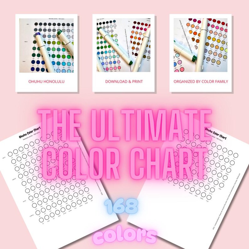 Ohuhu Honolulu Color Swatch Chart 168 Colors - Etsy