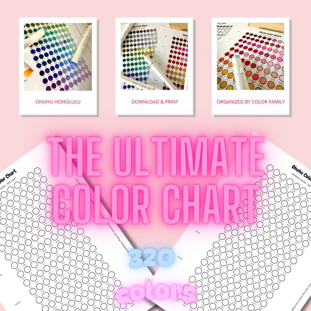 Ohuhu Honolulu Color Swatch Chart 320 Colors - Etsy