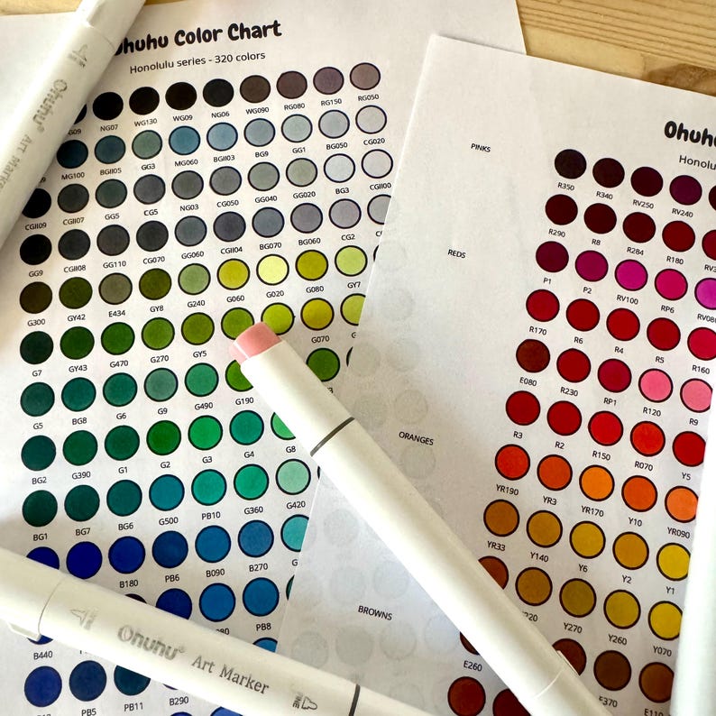 Ohuhu Honolulu Color Swatch Chart 320 Colors - Etsy