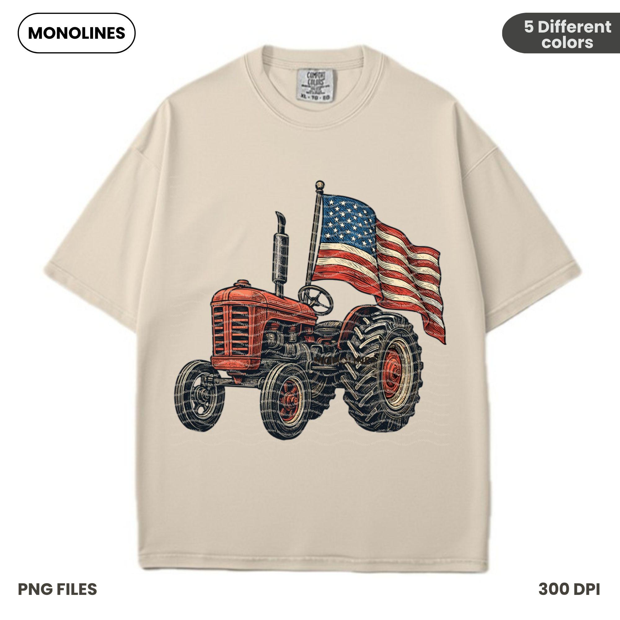 Vintage Tractor With American Flag PNG: Patriotic Farm Clip Art ...