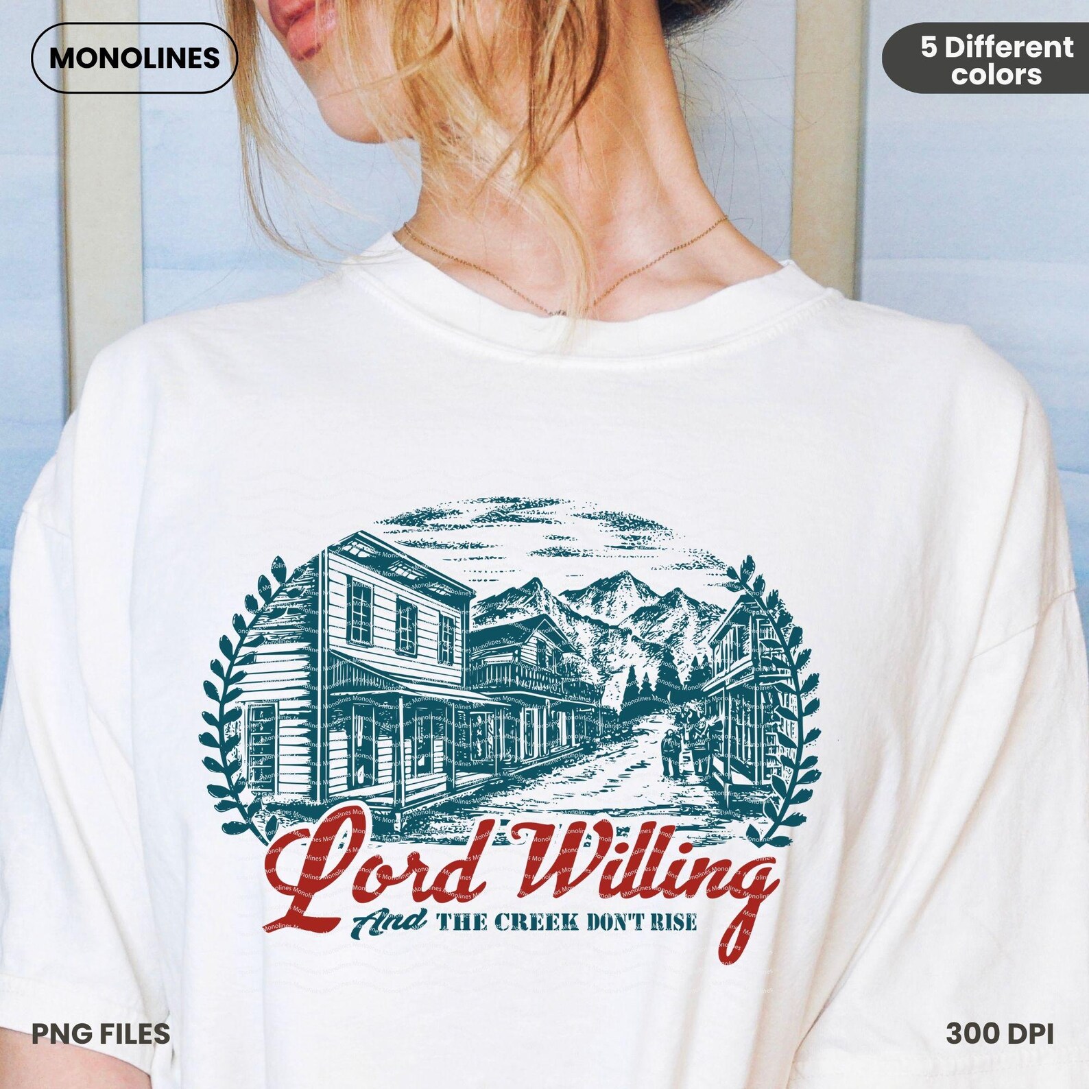 Rustic Christian Western Town PNG: Lord Willing Bible Verse (digital ...