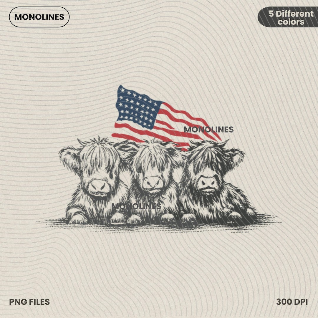 Patriotic Highland Cow PNG: American Flag Clipart (digital Download) - Etsy