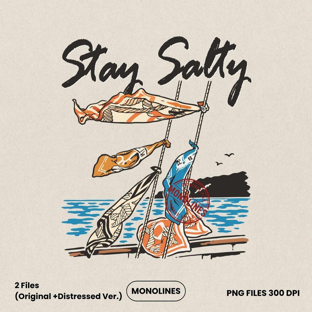 Stay Salty PNG, Coastal Bandana Beach Graphic, Summer Vacation Tee ...