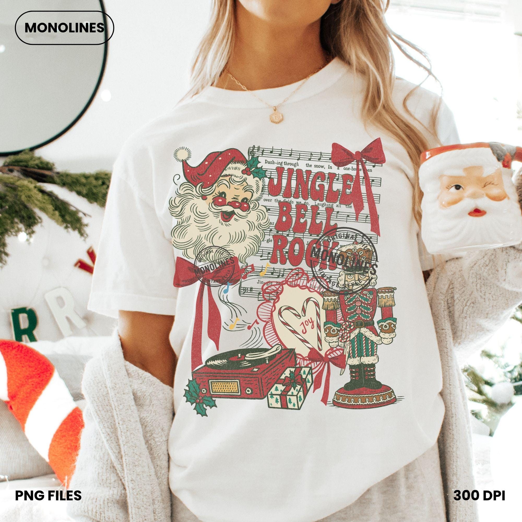 Funny Retro Christmas Collage PNG, Jingle Bell Rock Santa, Nutcracker ...