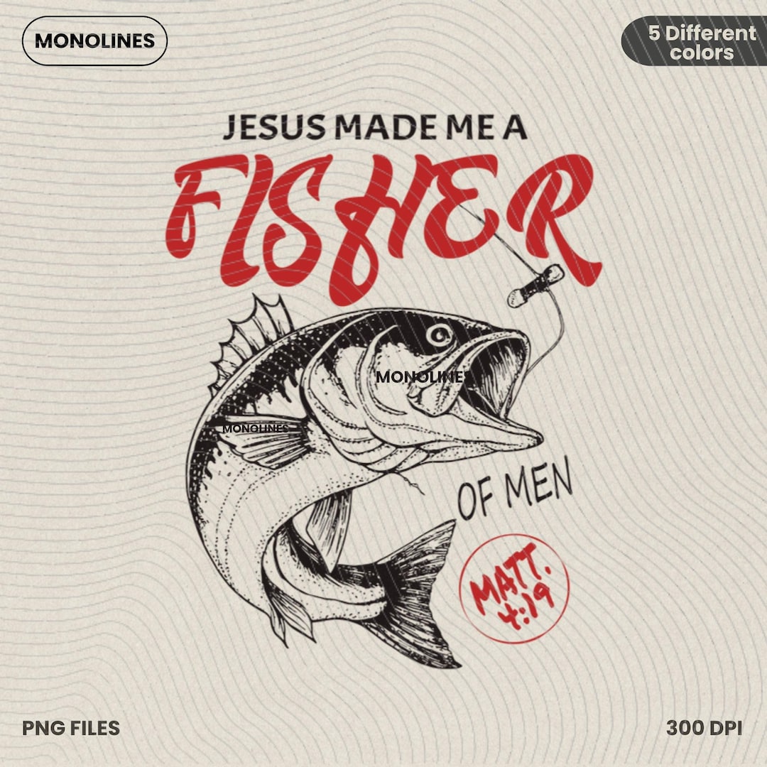 Fisher of Men PNG: Retro Christian Fishing Design (digital Download) - Etsy