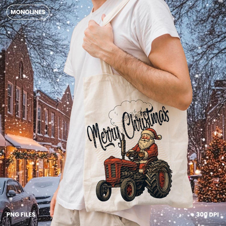 Vintage Santa Tractor PNG, Farm Christmas Clipart (digital Download) - Etsy