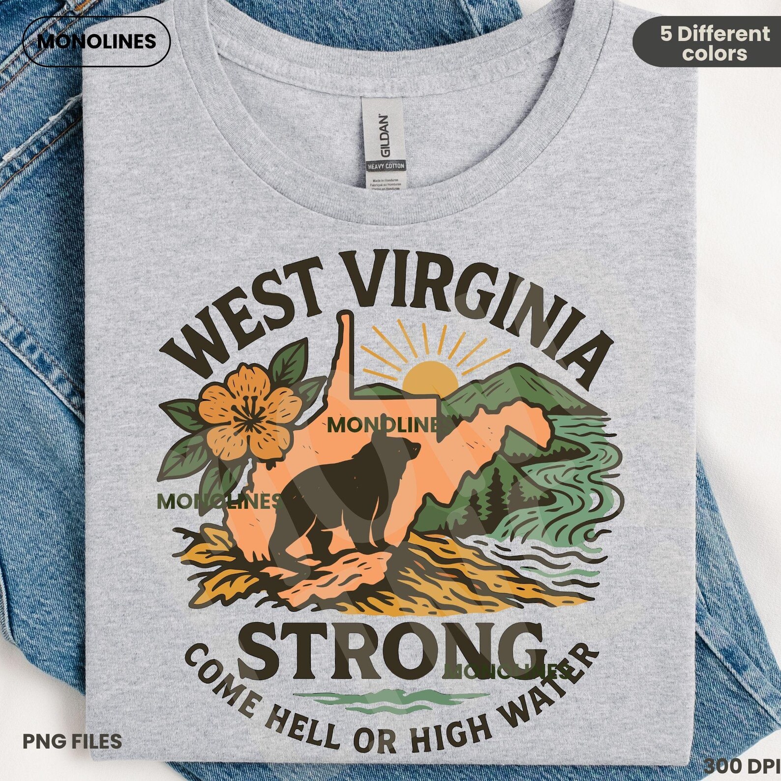 West Virginia Strong Bear PNG: Retro WV State Map Art (digital Download ...
