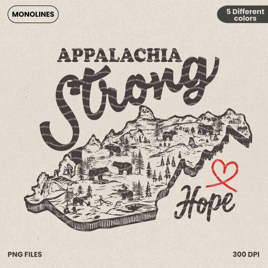 Appalachian Strong Hope Map PNG: Virginia, TN, NC (digital Download) - Etsy