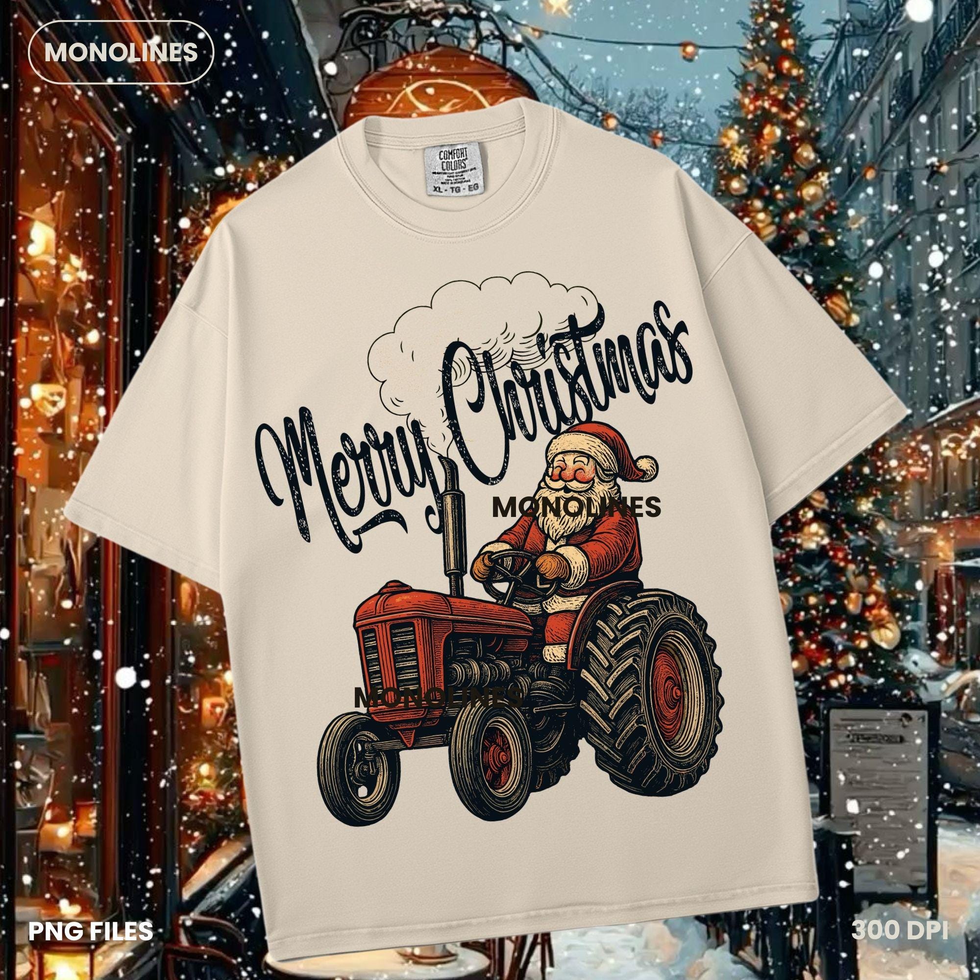Vintage Santa Tractor PNG, Farm Christmas Clipart (digital Download) - Etsy